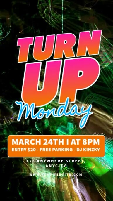 Black Neon Turn Up Monday Reel Instagram Template | PosterMyWall