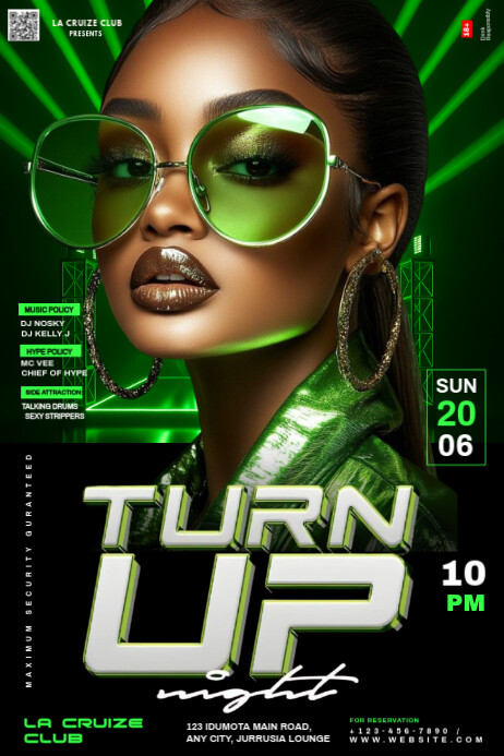 Copy of Black Neon Turn Up Night Poster | PosterMyWall