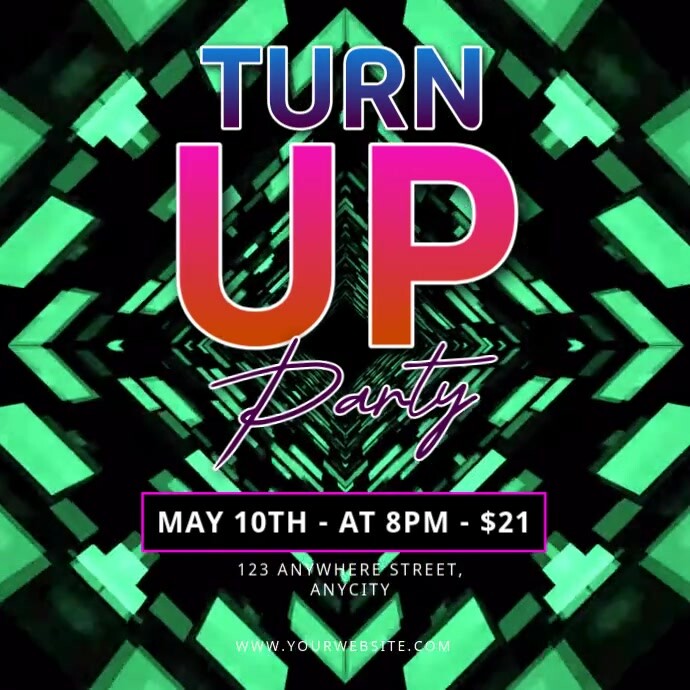 Plantilla de Black Neon Turn Up Party Pos Instagram | PosterMyWall