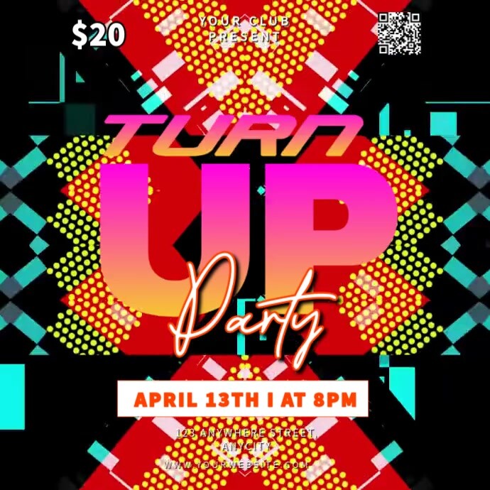Black Neon Turn Up Party Pos Instagram Template | PosterMyWall