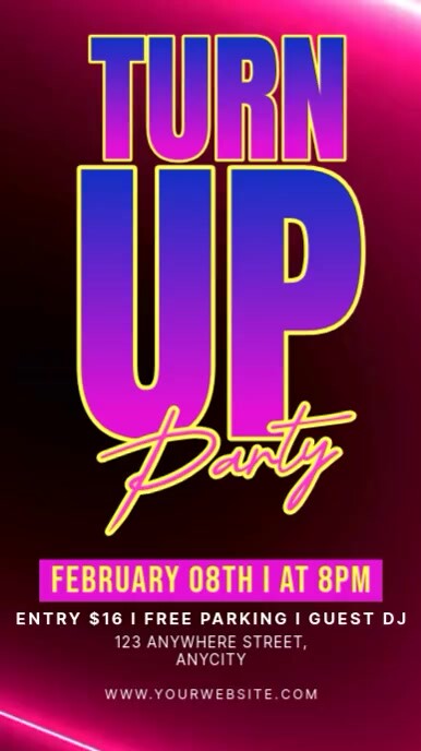 Plantilla de Black Neon Turn Up Party Reel Instagram | PosterMyWall