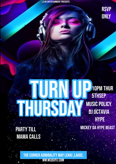 Copy of Black Neon Turn Up Thursday Flyer A1 | PosterMyWall