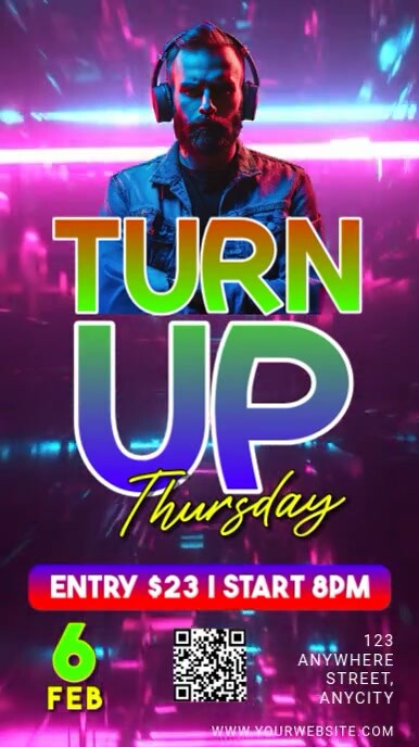 Copy of Black Neon Turn Up Thursday Reel Instagram | PosterMyWall