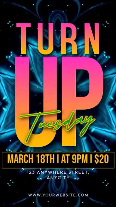Copy of Black Neon Turn Up Tuesday Reel Instagram | PosterMyWall