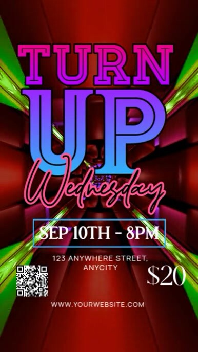 Plantilla de Black Neon Turn Up Wednesday Instagram Reel | PosterMyWall