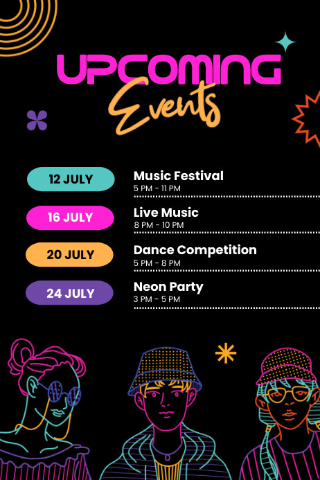 Modèle Black Neon Upcoming Event Poster | PosterMyWall