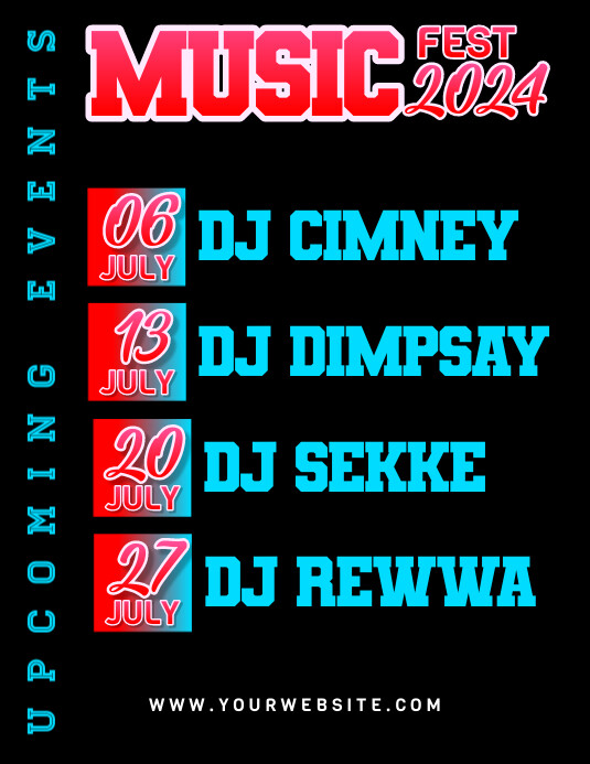 Black Neon Upcoming Events Music Pamflet (let Template | PosterMyWall