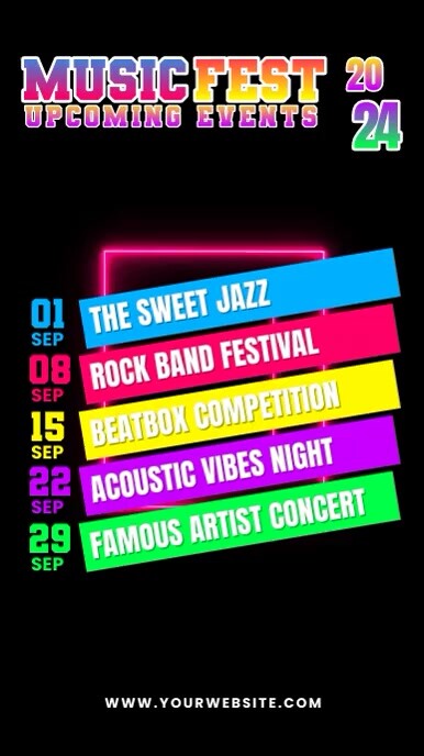 Black Neon Upcoming Events Reel Instagram Template | PosterMyWall