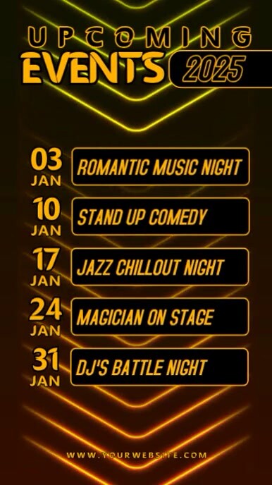 Black Neon Upcoming Events Reel Instagram Template | PosterMyWall
