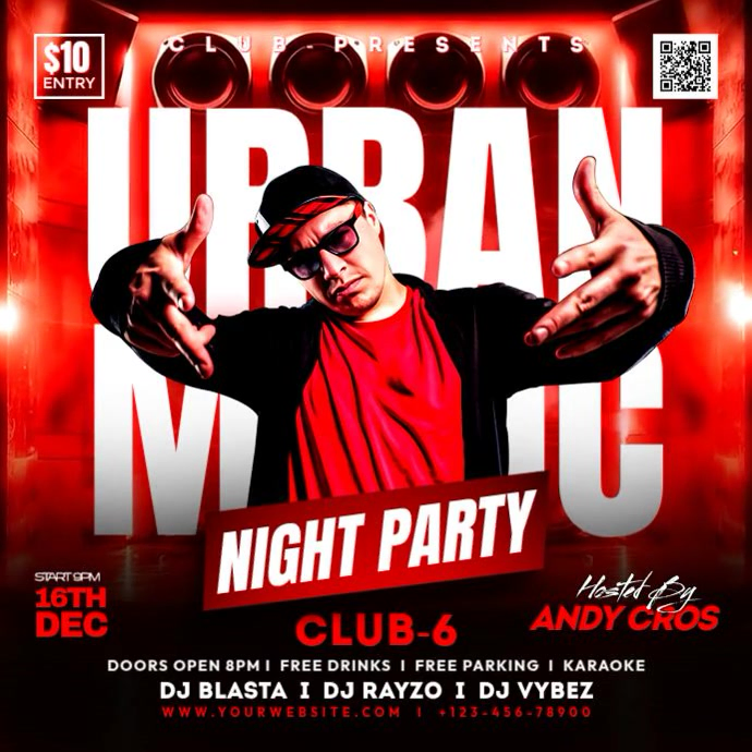 Black Neon Urban Music Night Party Instagram Post Template | PosterMyWall