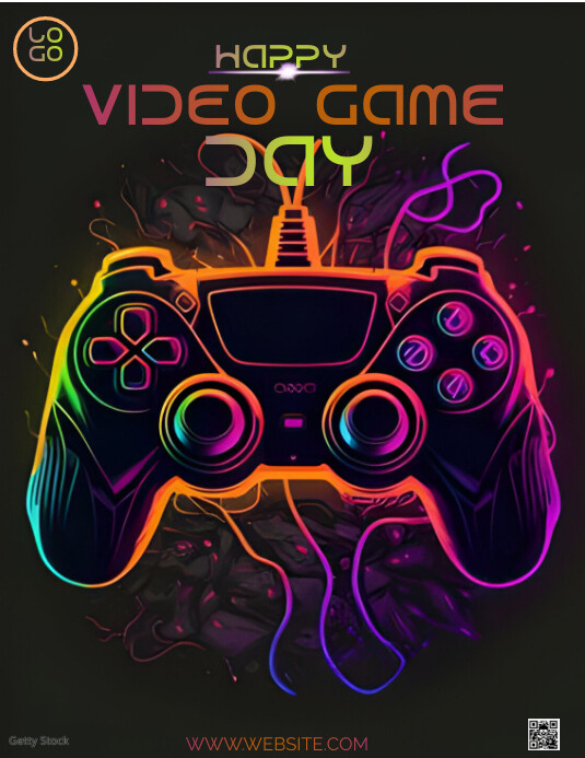 Copy of Black Neon Video Game Day Flyer (us Letter) | PosterMyWall