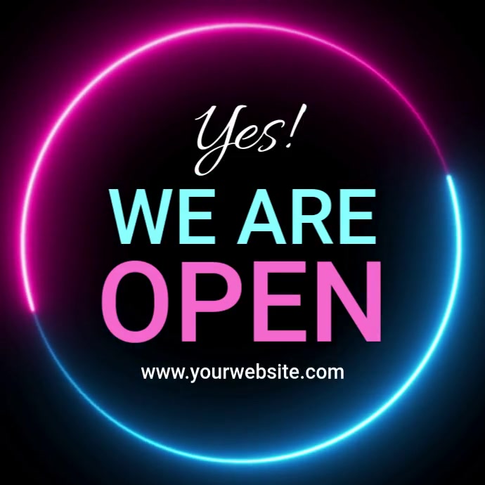 Black Neon We Are Open Instagram Post Template | PosterMyWall