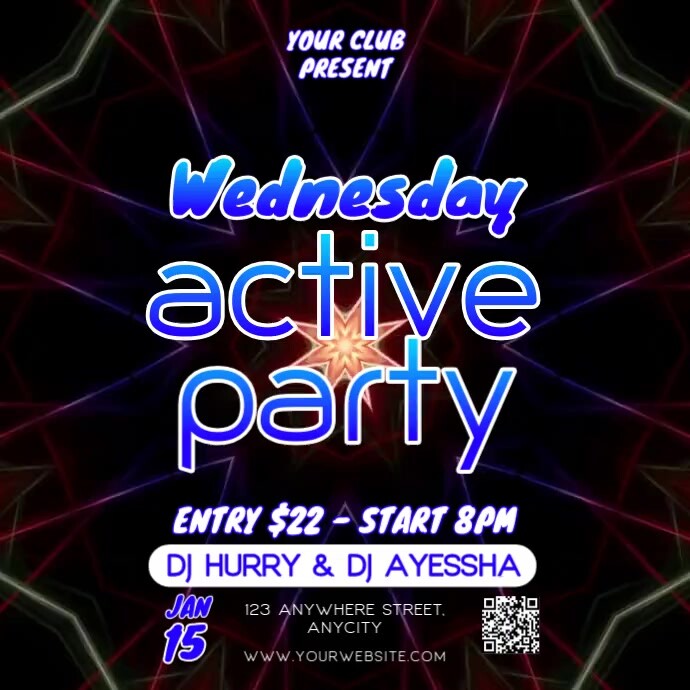 Black Neon Wednesday Active Party Pos Instagram Template | PosterMyWall
