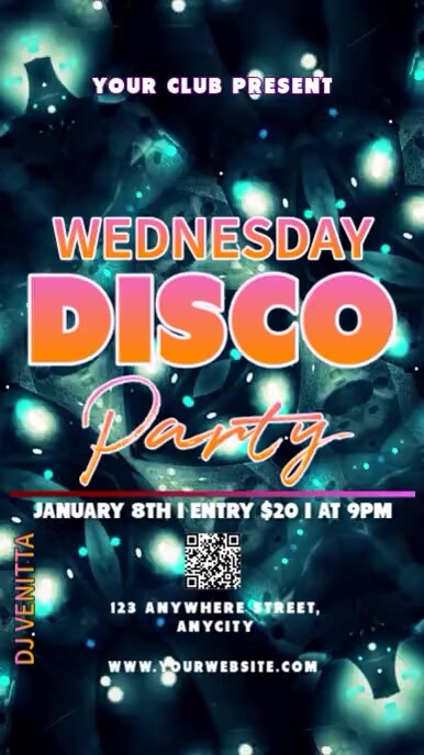 Black Neon Wednesday Disco Party Reel Instagram Template | PosterMyWall