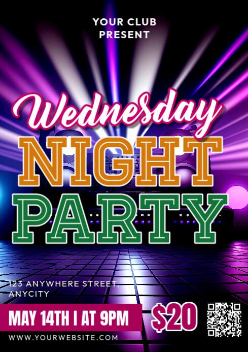 Copy of Black Neon Wednesday Night Party A1 | PosterMyWall