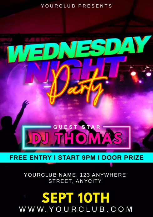 Copy of Black Neon Wednesday Night Party A3 | PosterMyWall