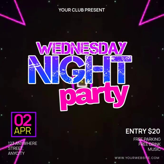 Copy of Black Neon Wednesday Night Party Pos Instagram | PosterMyWall