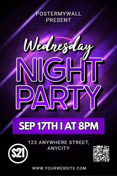 Copy of Black Neon Wednesday Night Party Poster | PosterMyWall