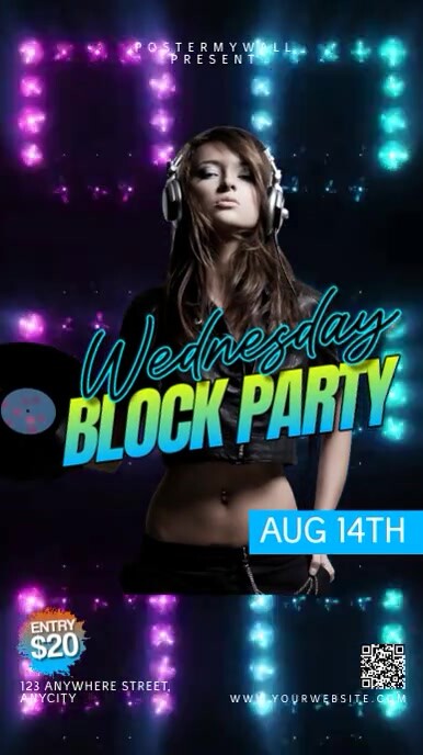 Black Neon Wednesday Night Party Reel Instagr Template | PosterMyWall