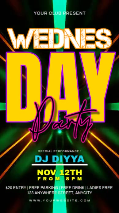 Black Neon Wednesday Party Instagram Story Template | PosterMyWall