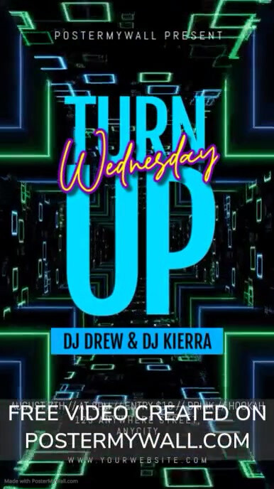 Copy of Black Neon Wednesday Turn Up Party Reel Insta | PosterMyWall