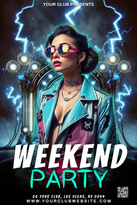 Plantilla de Black Neon Weekend Party Poster | PosterMyWall