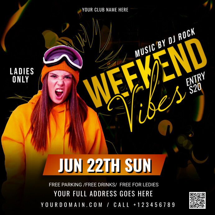 Black Neon Weekend Vibes Night Party Instagra Template | PosterMyWall