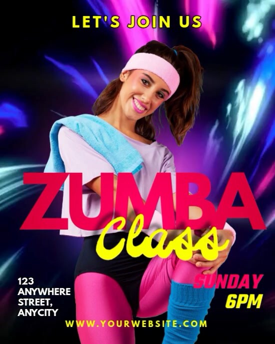 Copy of Black Neon Zumba Classes Instagram Portrait | PosterMyWall