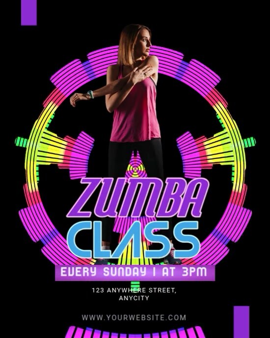 Black Neon Zumba Classes Instagram Portrait Template | PosterMyWall