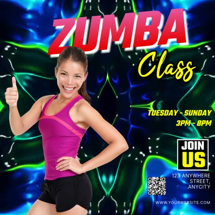 Black Neon Zumba Classes Pos Instagram Template | PosterMyWall