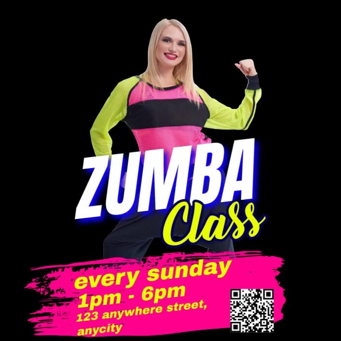 Black Neon Zumba Classes Pos Instagram Template | PosterMyWall