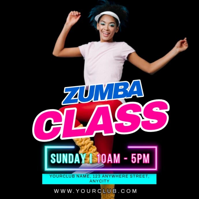 Black Neon Zumba Classes Pos Instagram Template | PosterMyWall