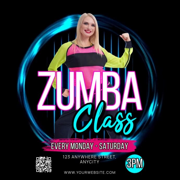 Copy of Black Neon Zumba Classes Pos Instagram | PosterMyWall