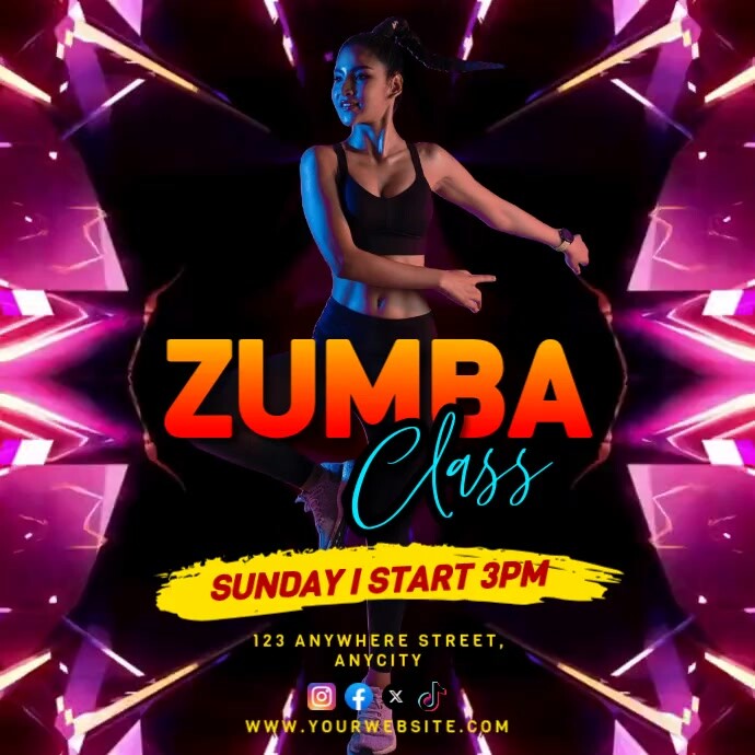 Black Neon Zumba Classes Pos Instagram Template | PosterMyWall