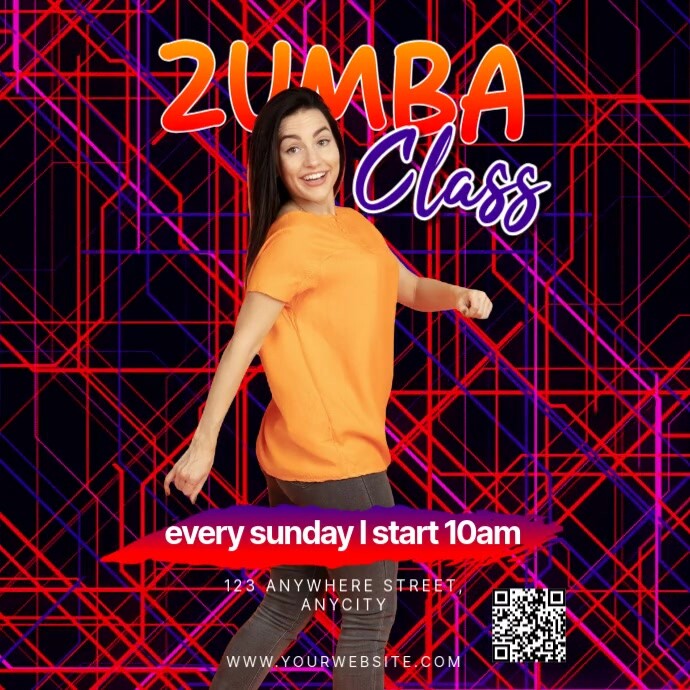 Black Neon Zumba Classes Pos Instagram Template | PosterMyWall
