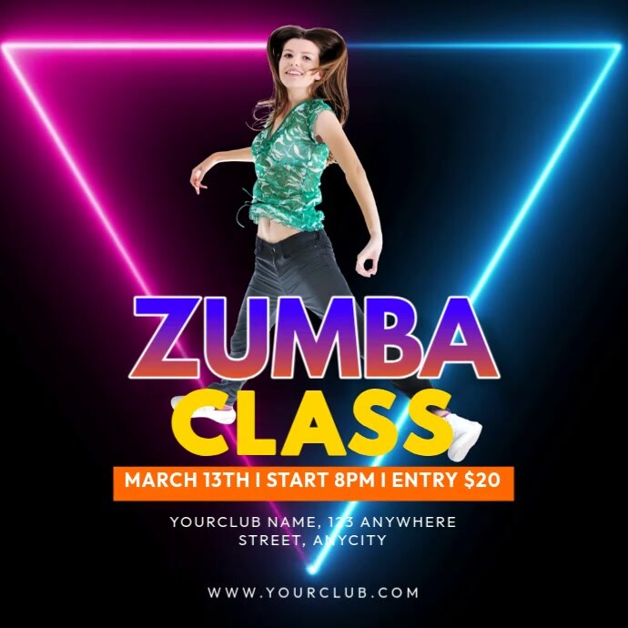 Black Neon Zumba Classes Pos Instagram Template | PosterMyWall