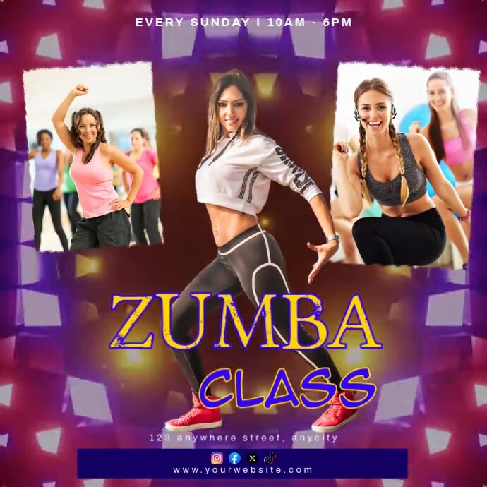 Plantilla de Black Neon Zumba Classes Pos Instagram | PosterMyWall
