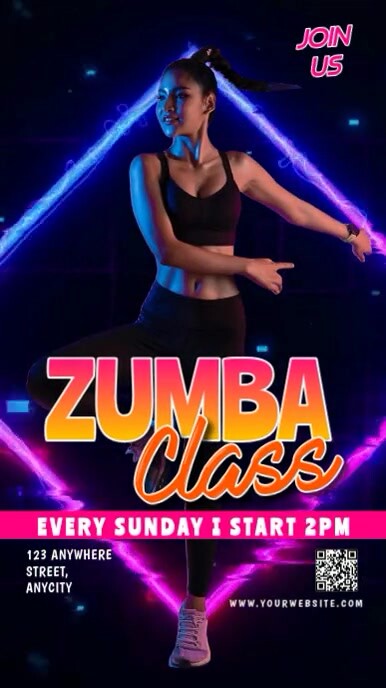 Black Neon Zumba Classes Reel Instagram Template | PosterMyWall