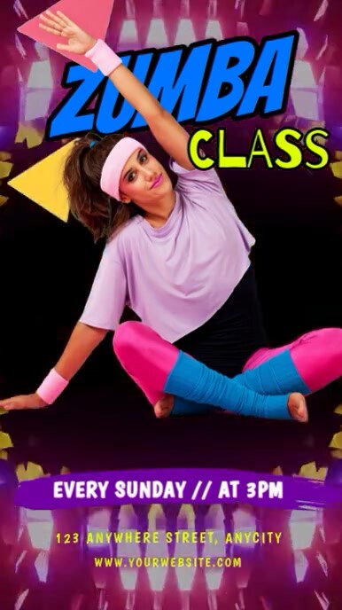 Black Neon Zumba Classes Reel Instagram Template | PosterMyWall