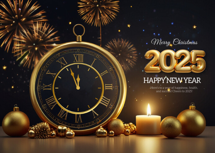 Black New Year 2025 Postcard Template | PosterMyWall