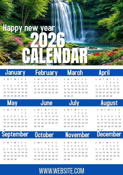Black New Year Calendar 2026 A4 Template | PosterMyWall