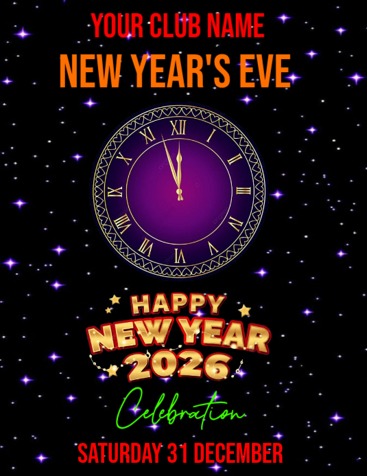 Plantilla de Black New Year Countdown Flyer (us Letter) | PosterMyWall