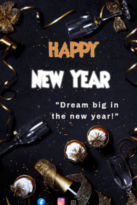Black New Year Flyer Design Poster Template | PosterMyWall