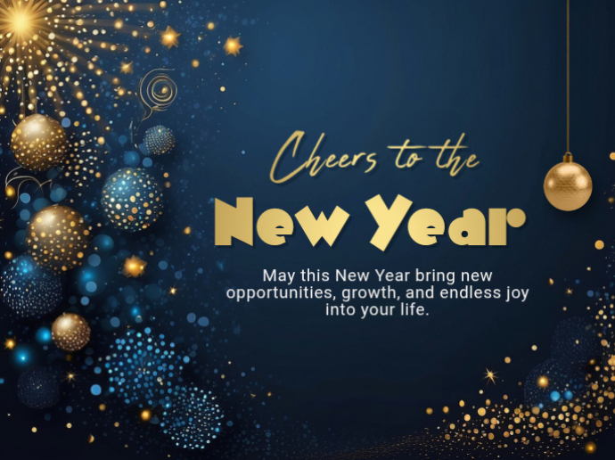 Black New Year Greeting Card Presentation Template | PosterMyWall