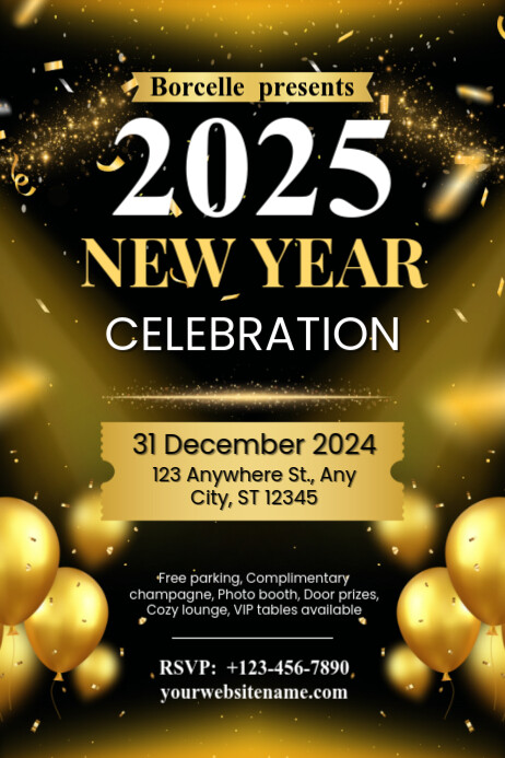 Plantilla de Black New Year Party Poster | PosterMyWall