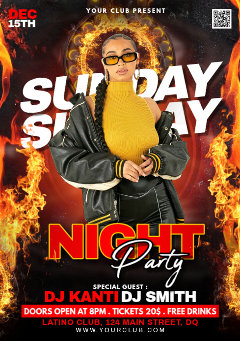 Black Night Club Party A4 Template | PosterMyWall
