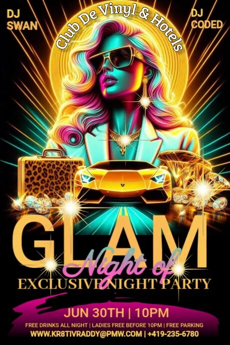 Copy of Black Night Of Glam Party Poster | PosterMyWall