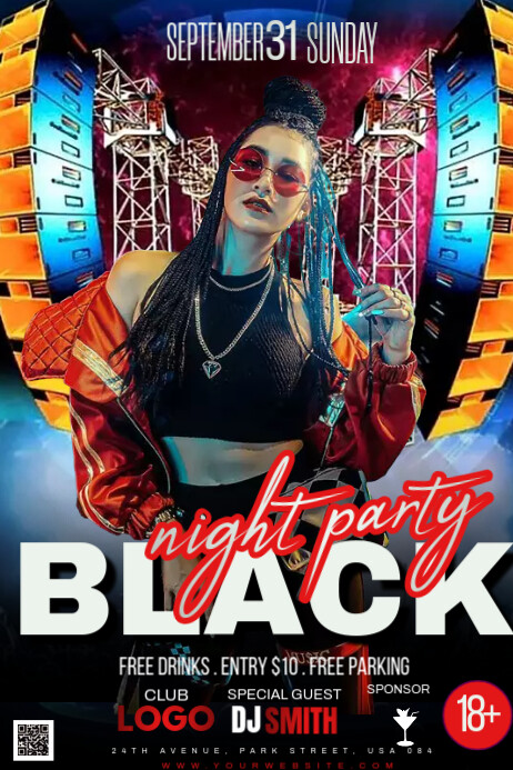 Black Night Party Template | PosterMyWall
