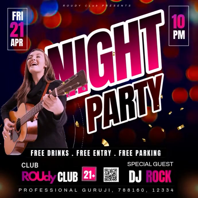 Black Night Party Instagram Post Template | PosterMyWall