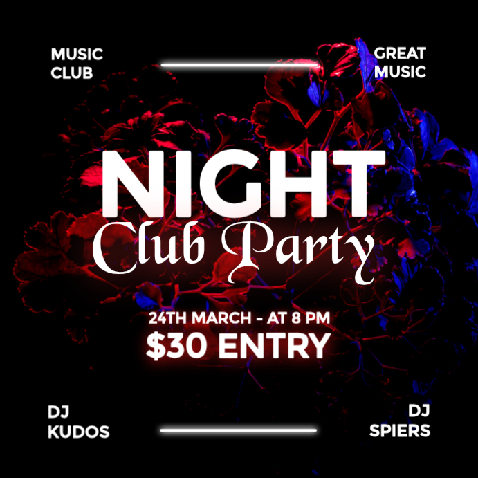 Black Nighy Party Instagram Post Template | PosterMyWall